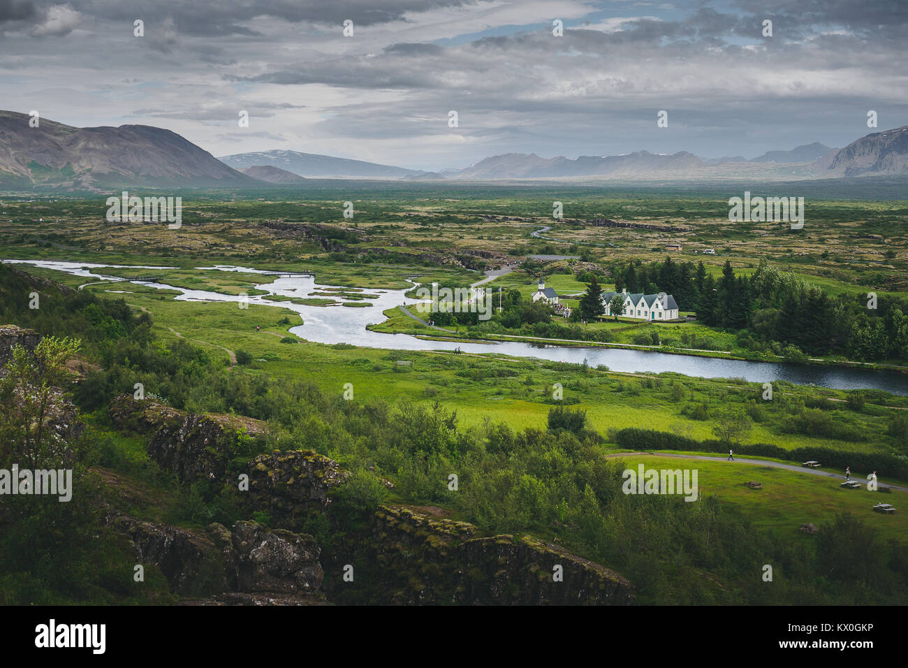 Icelandic tectonic plates meet: North American Plate is on one side, on ...