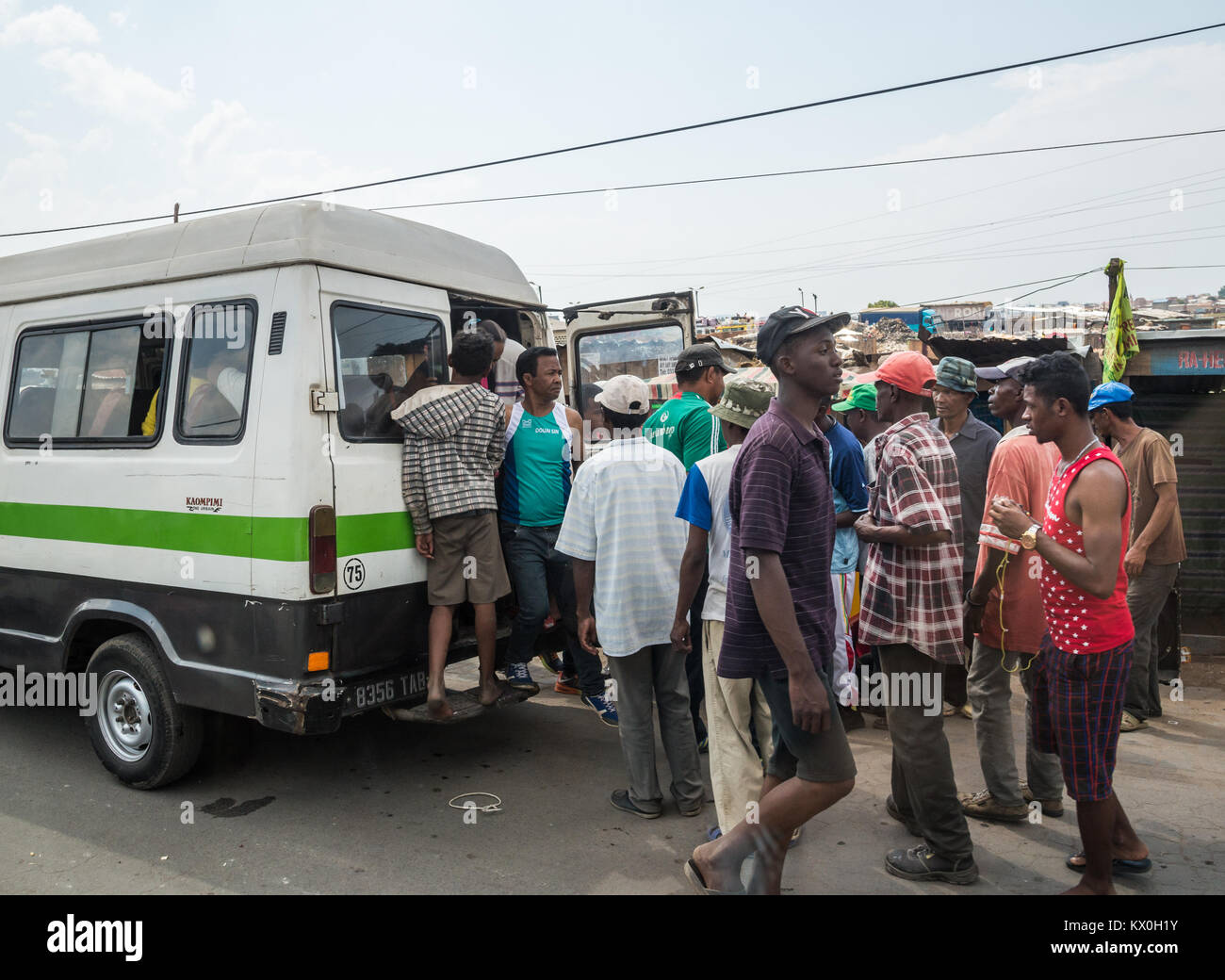 Minibus is a popular transportation for locals. Madagascar, Africa ...