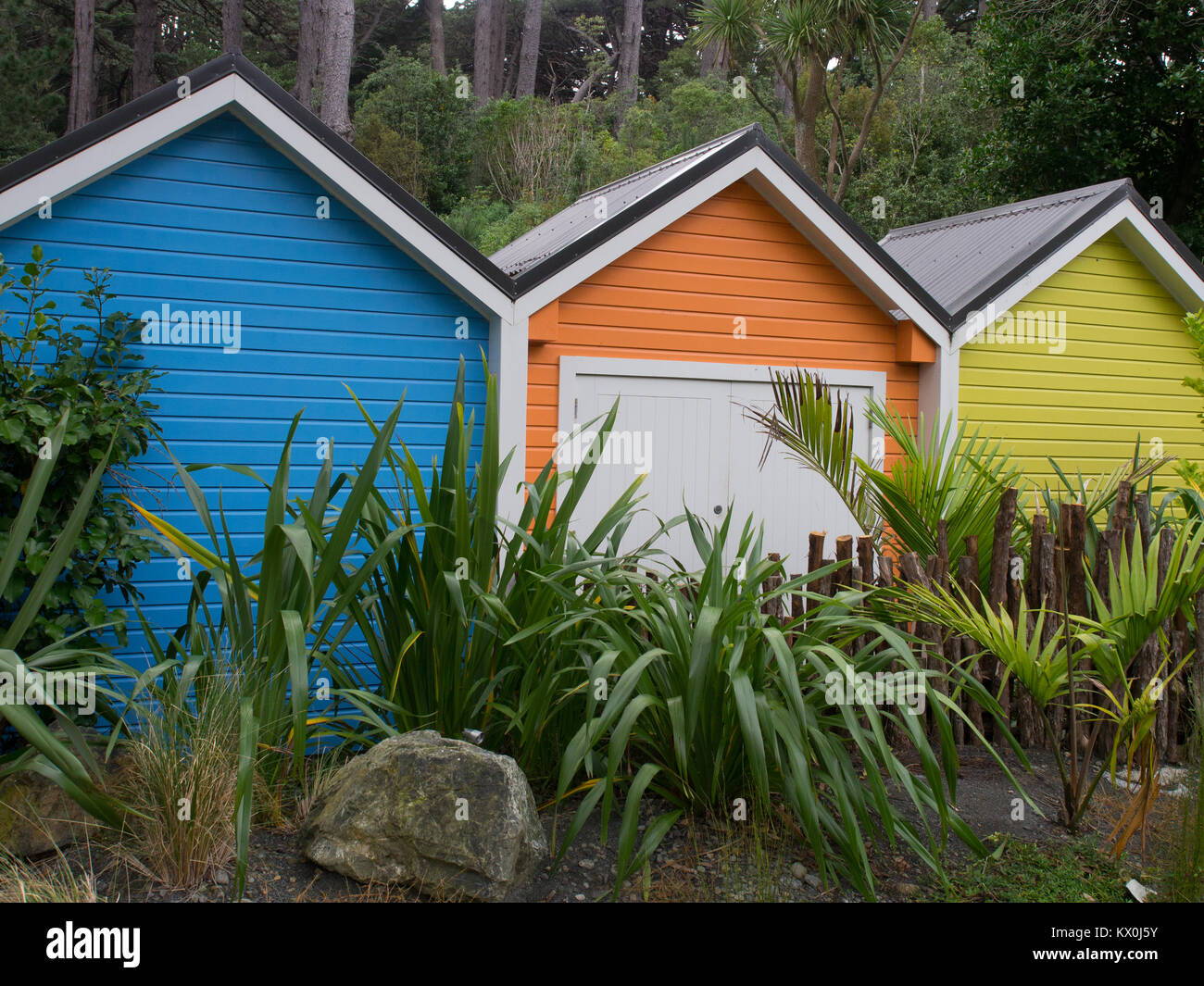 Three Colourful Sheds Stock Photo - Alamy