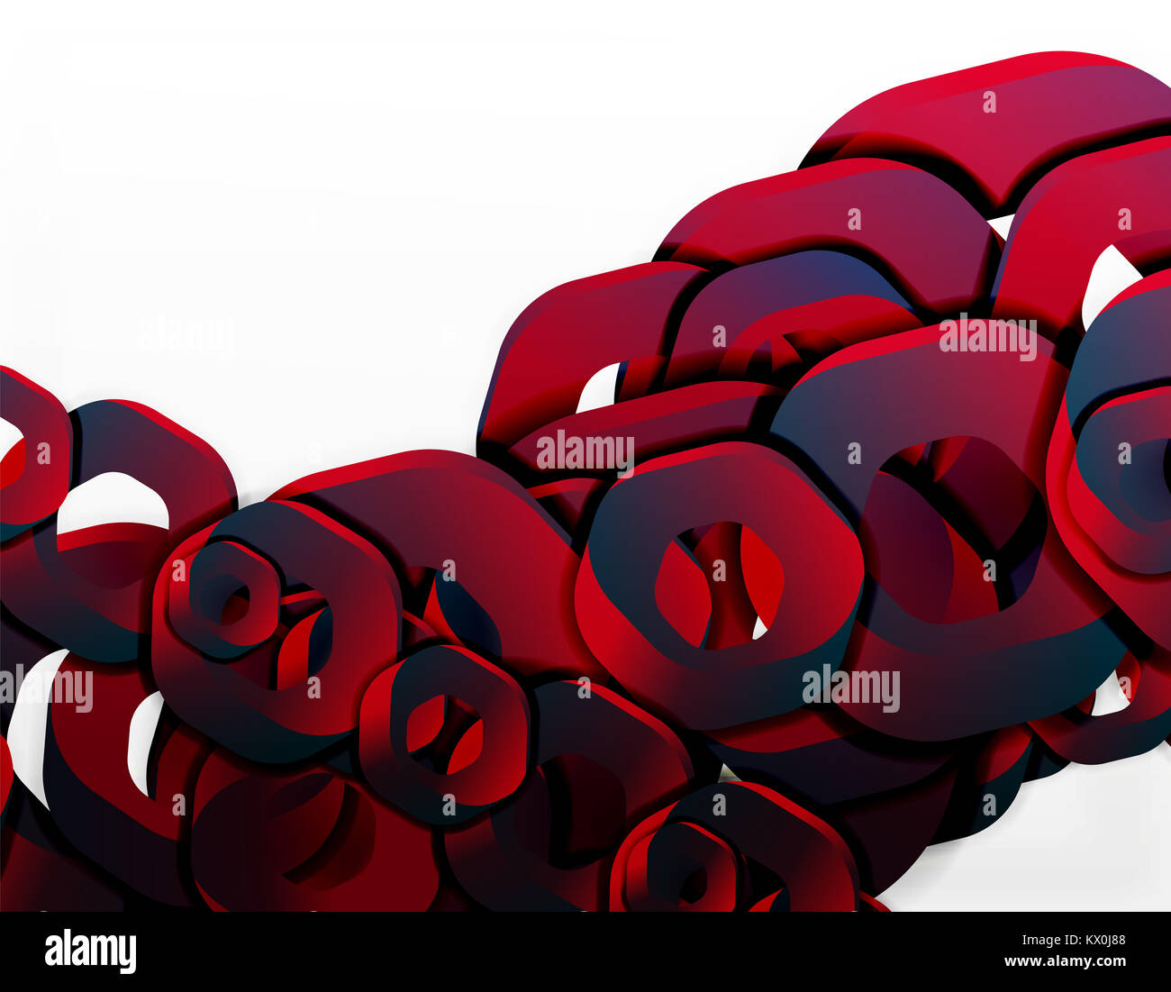 Geometric abstract background, cut chain shapes or hexagons on white ...