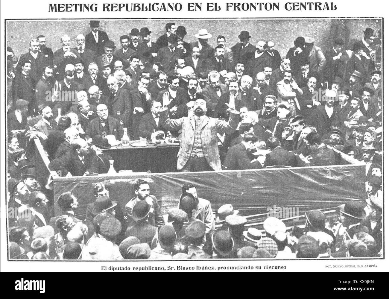 This photograph captures a republican meeting at the central fronton of ...