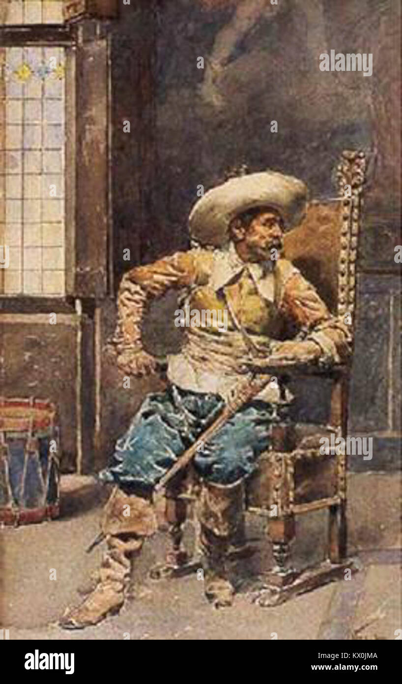 This photograph depicts a musketeer named Megía, showing military ...