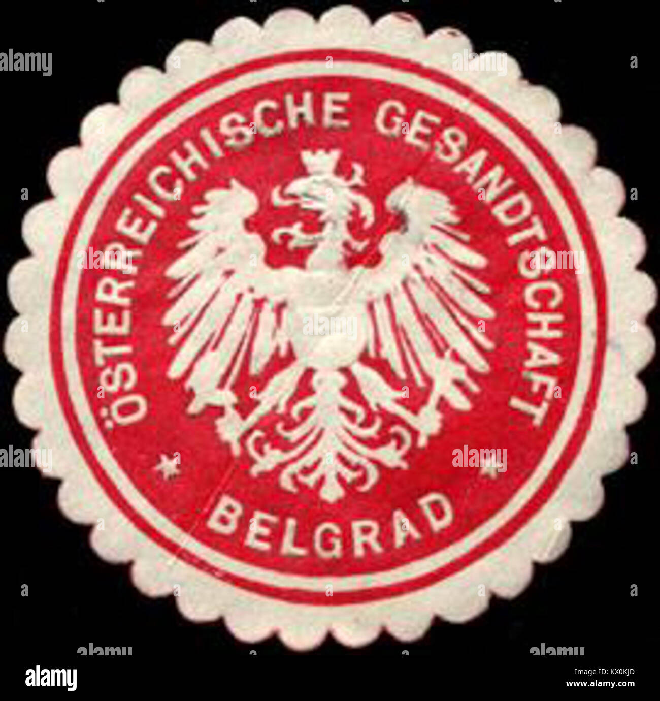 A wax seal used by the Austrian Embassy in Belgrade, representing ...