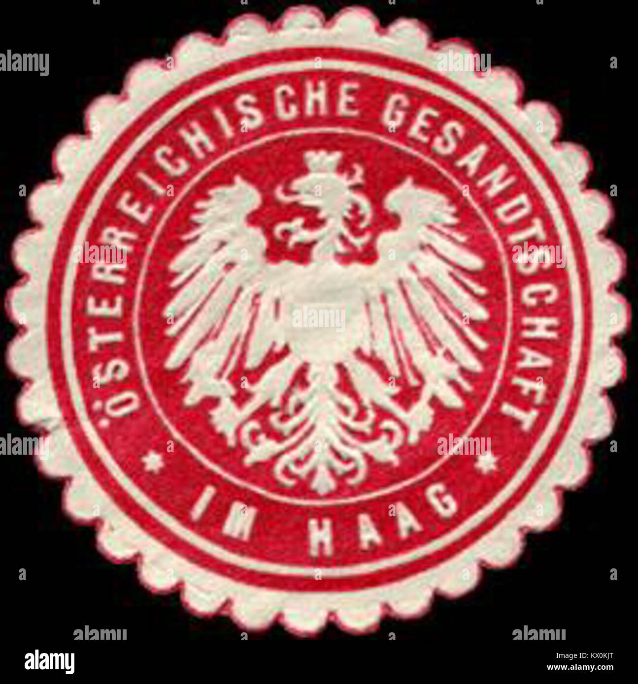 This image shows the seal mark of the Austrian Embassy in The Hague ...