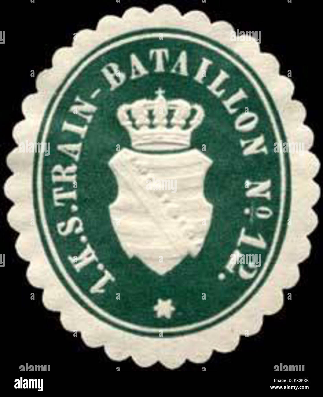 This historical stamp represents the 1st Royal Saxon Train Battalion No ...