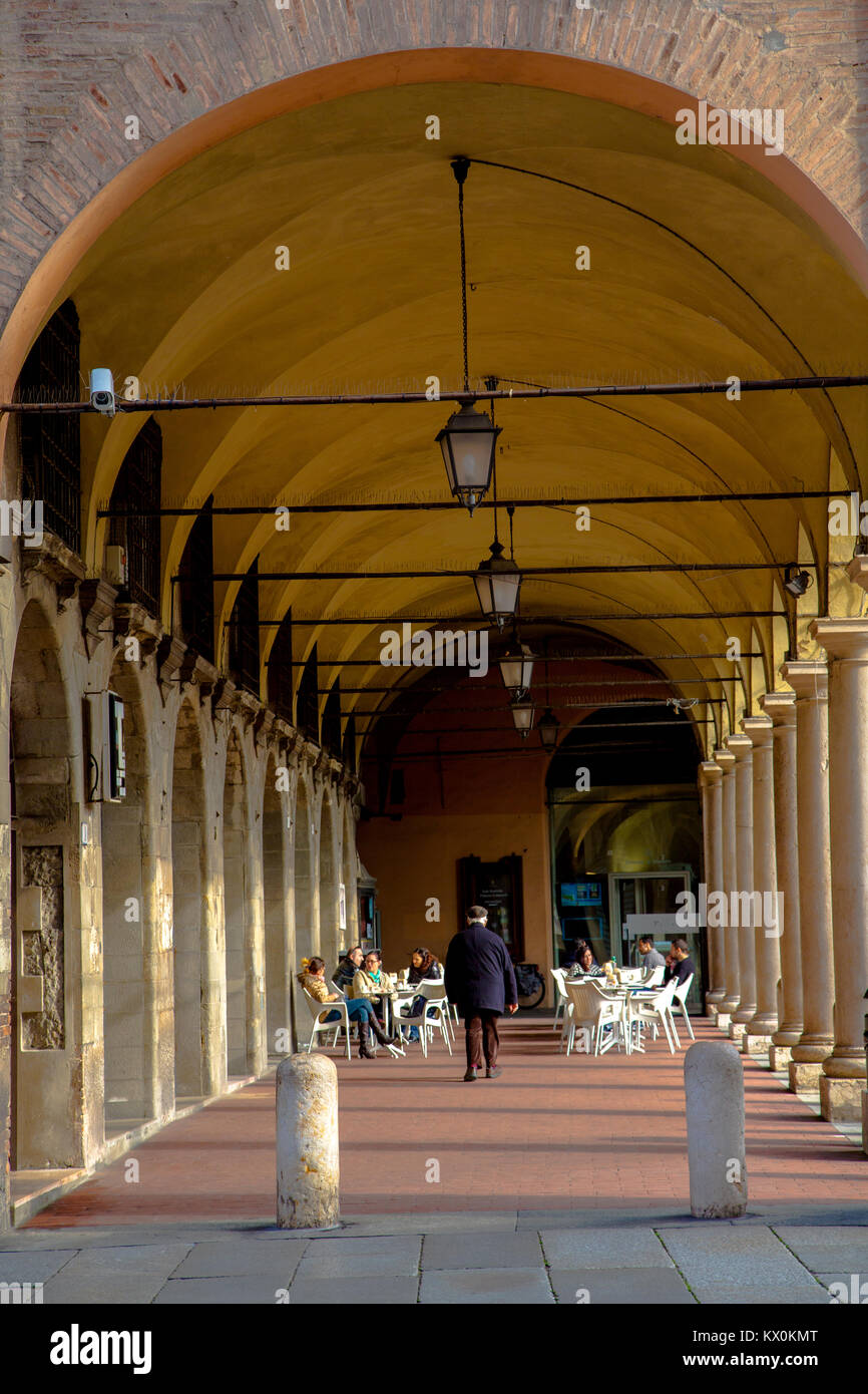 Modena portico arches piazza grande via lanfranco cafe people italy hi ...