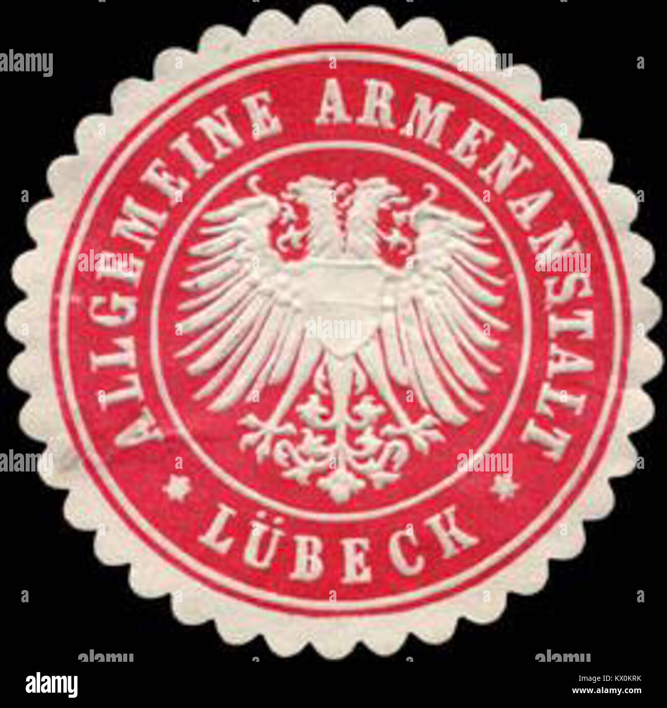 A seal from the General Charity Institution of Lübeck, used for ...