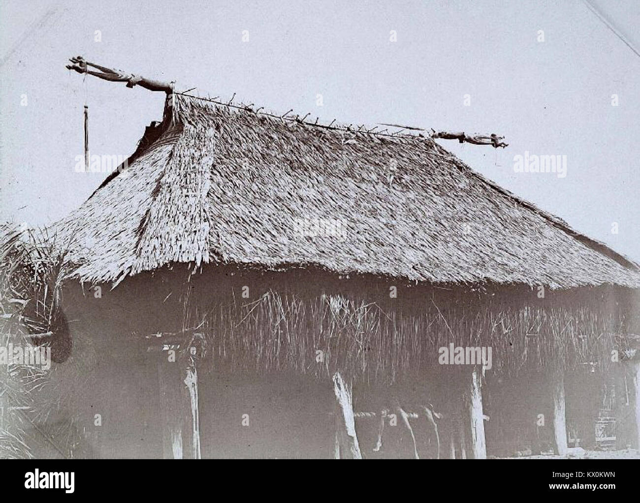 Photograph of a traditional men's house, part of the collection at the ...