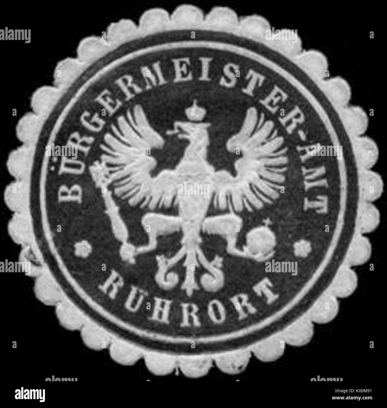 The Siegelmarke Bürgermeister-Amt stamp from Ruhrort represents an ...