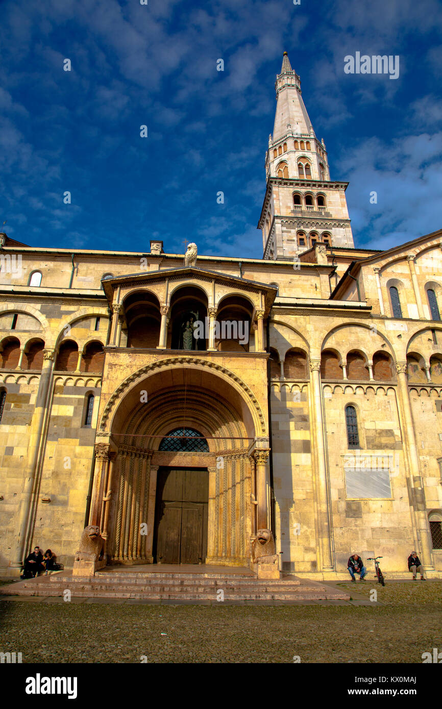 Facade of the Duomo di Modena facing Piazza Grande in Modena Italy ...