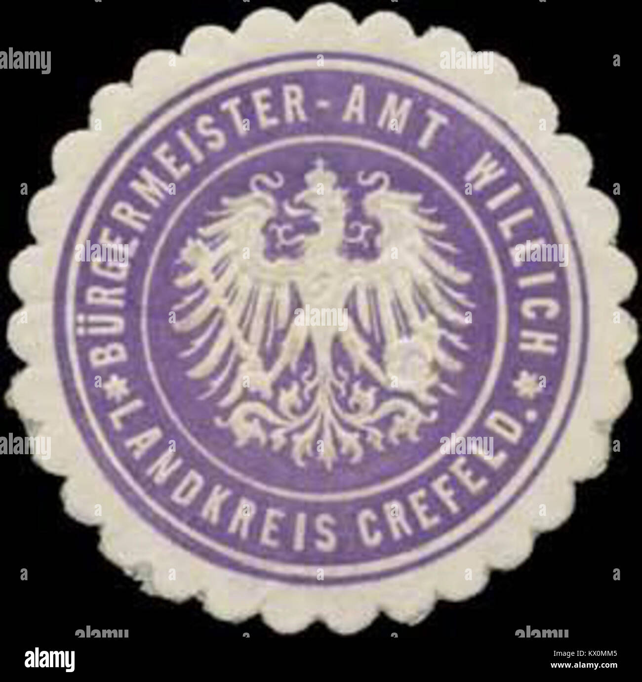 This seal, marked 'Bürgermeister-Amt Willich,' represents the official ...