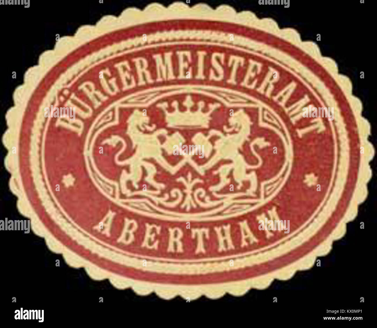 This image shows a seal from the *Bürgermeisteramt Abertham ...