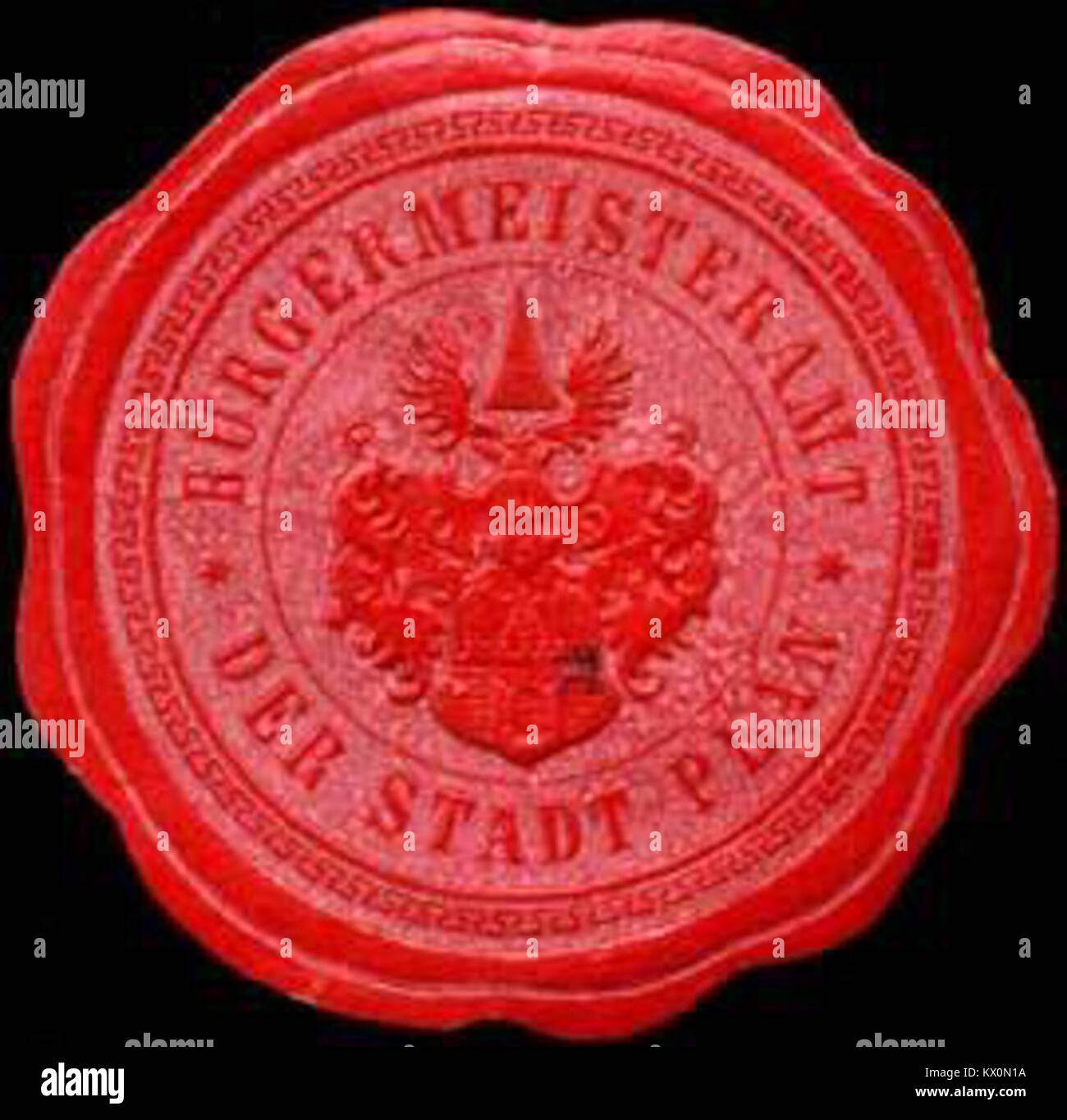 A historical seal from the Mayor's Office of the city of Plan ...