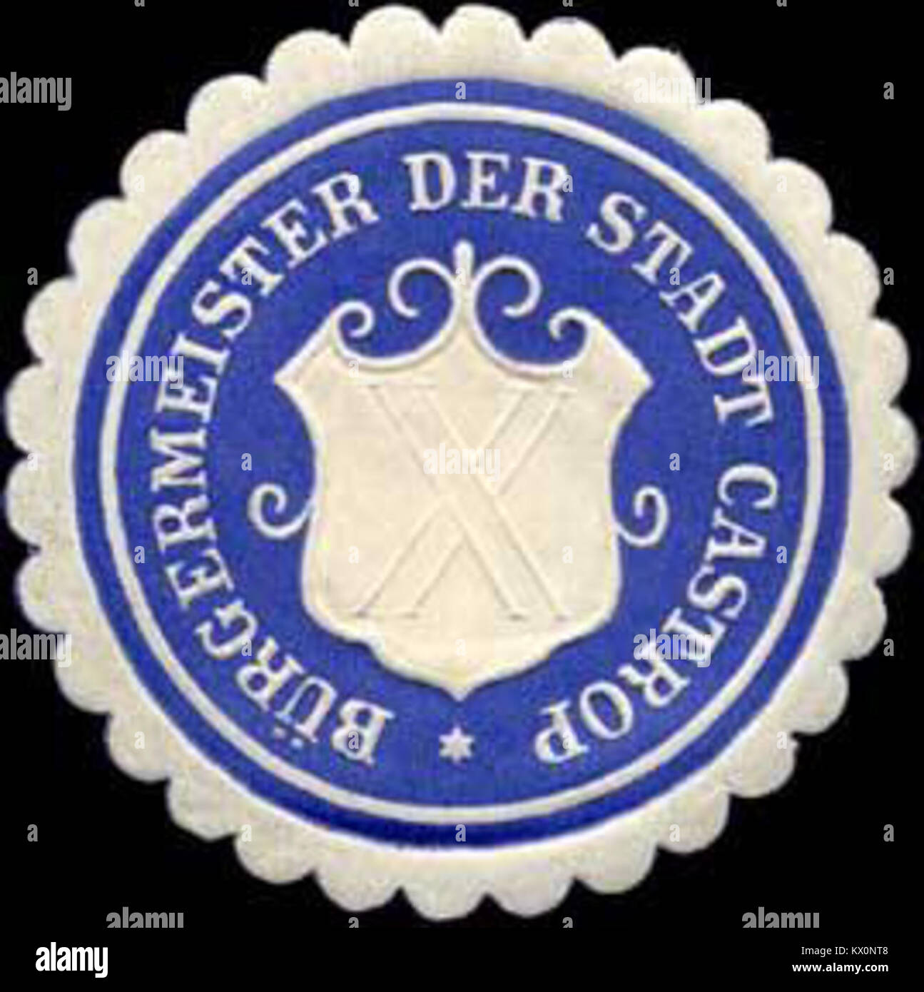 This seal represents the office of the Mayor of Castrop, Germany, used ...