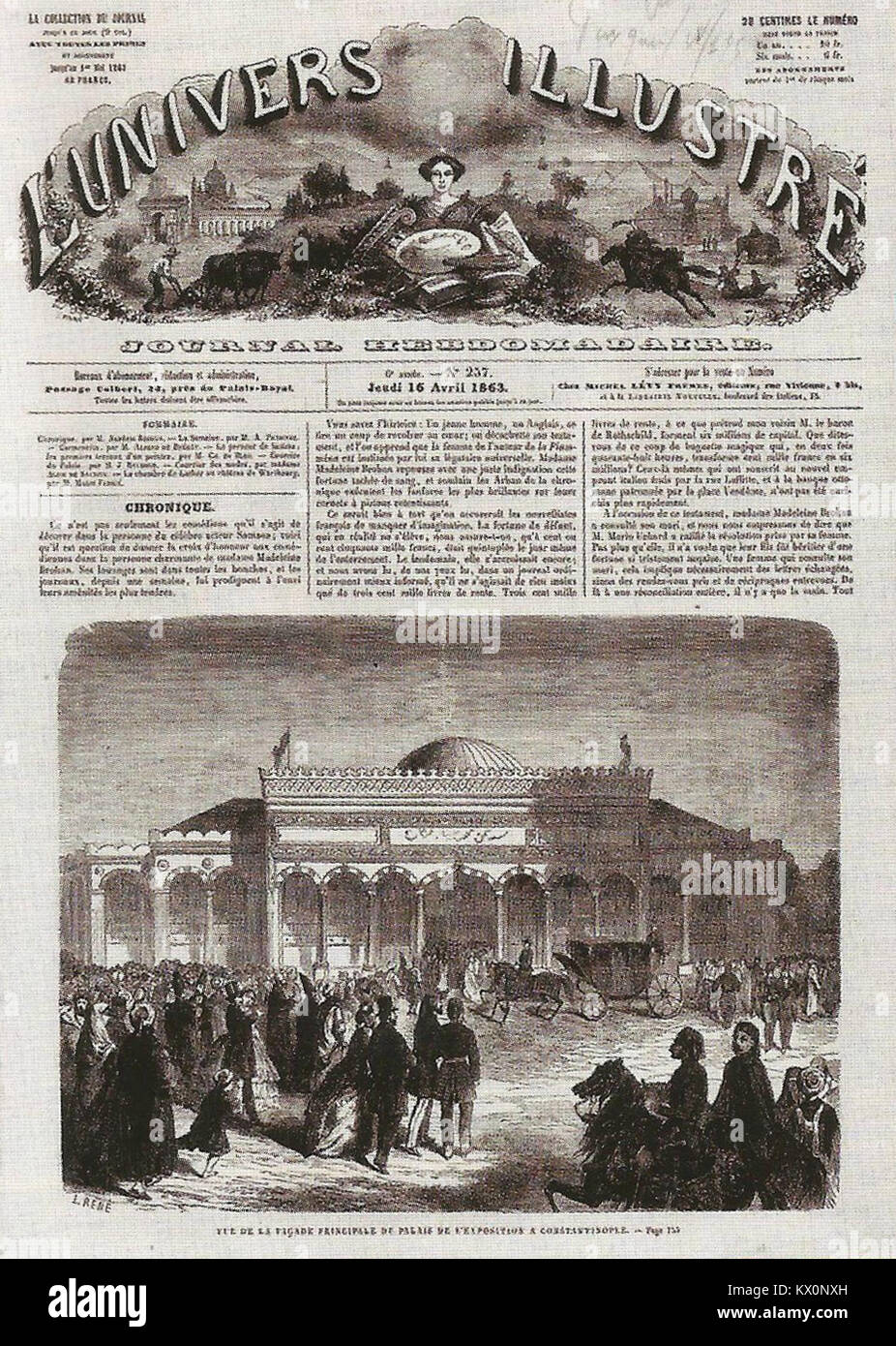 An illustration from the April 16, 1863, edition of 'L'Univers illustré ...