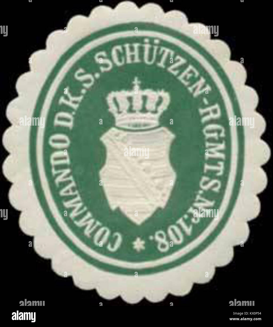 The image shows the seal of the Commando of K.S. Schützen-Regiment Nr ...