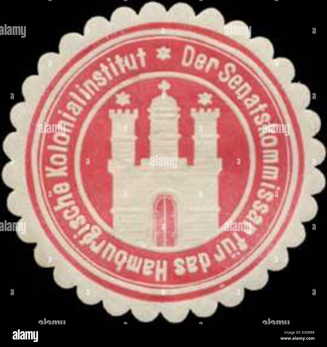 A stamp issued by the Senate Commissioner for the Hamburg Colonial ...