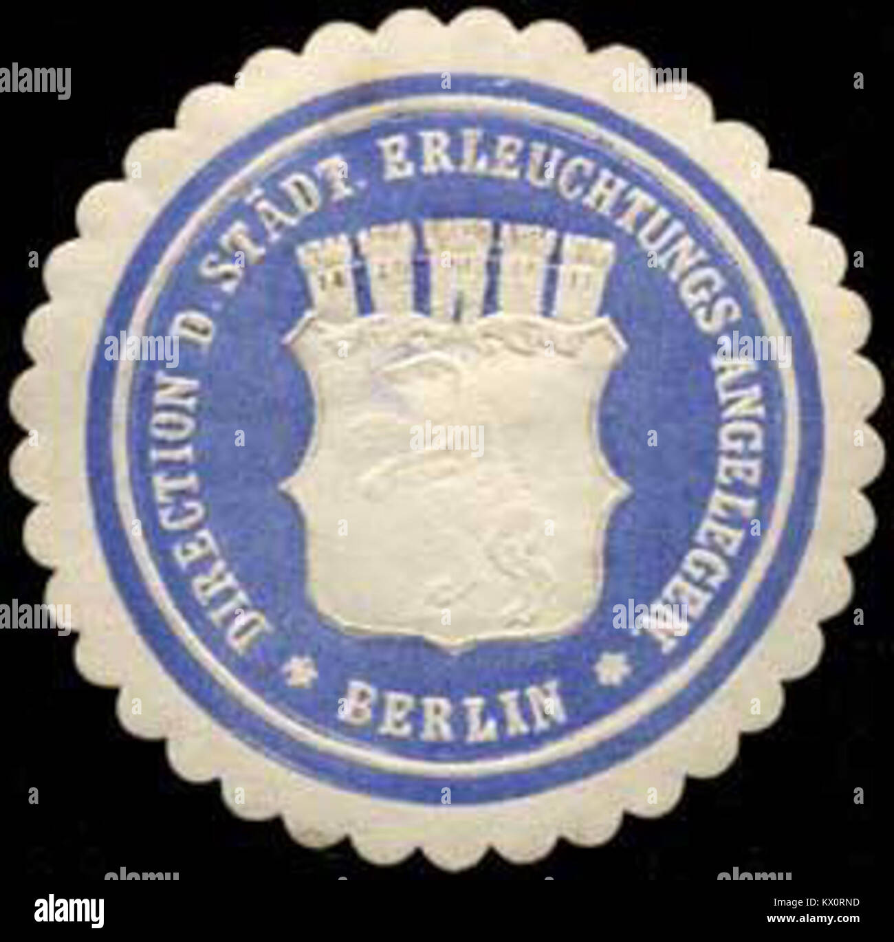 This seal represents the Berlin Municipal Lighting Department, marking ...