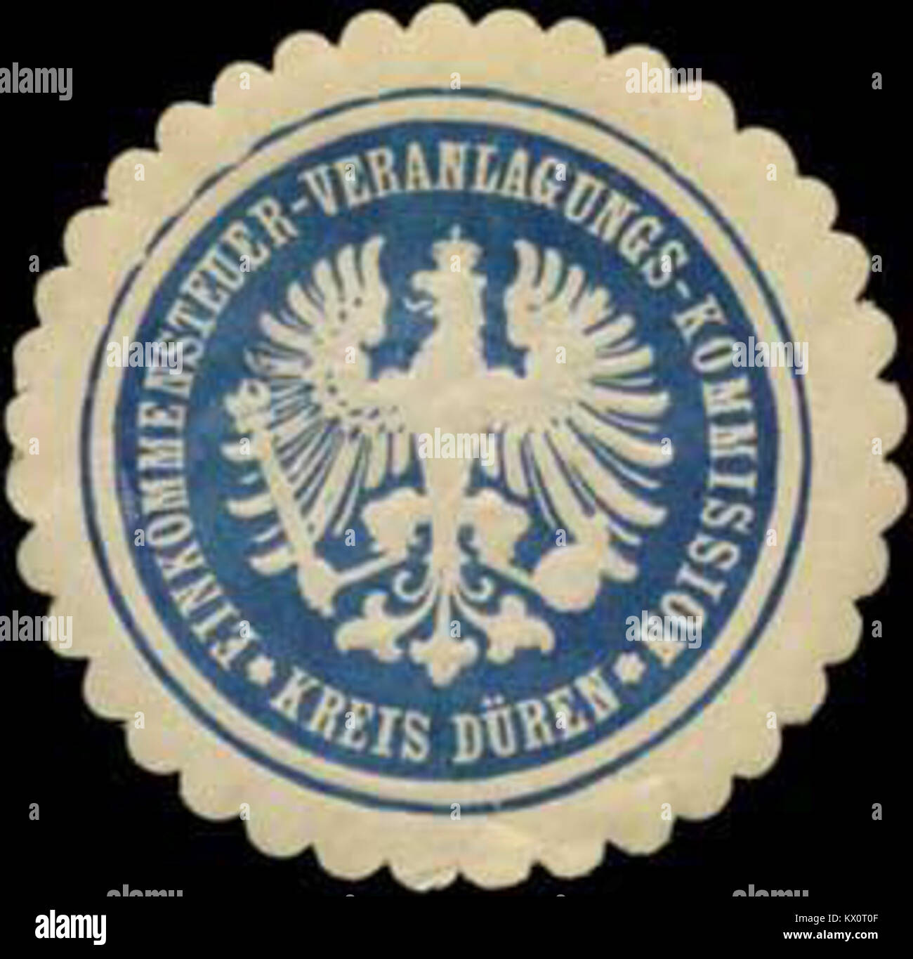 A historical seal of the Income Tax Assessment Commission in the Düren ...