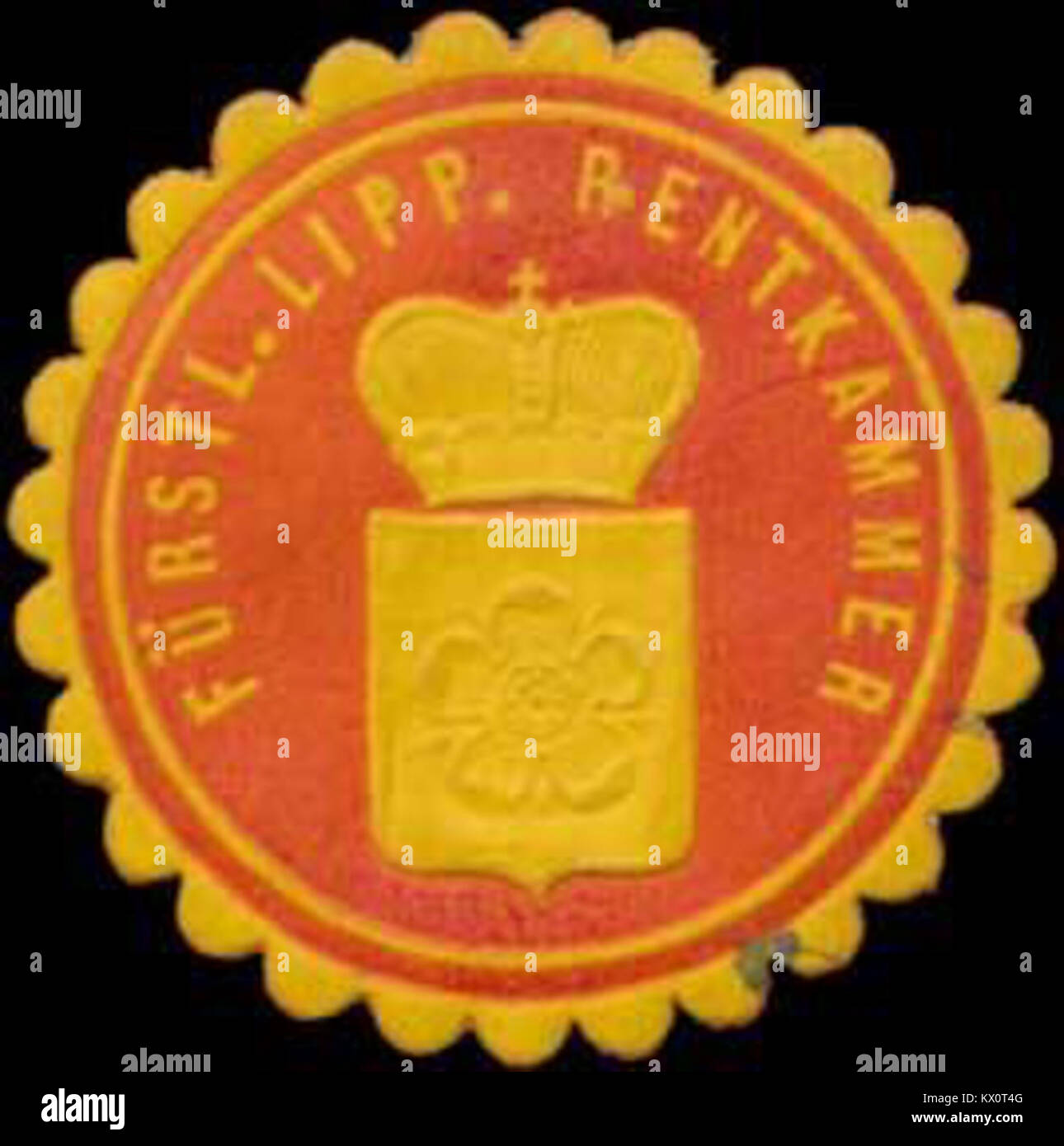 This historical seal represents the *Fürstlich Lippische Rentkammer*, a ...