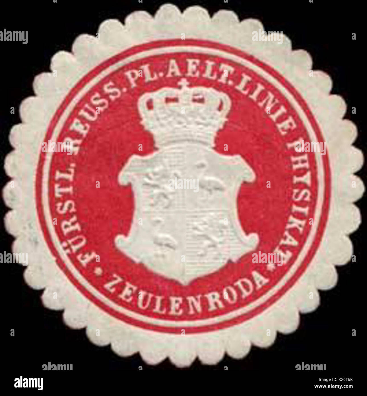 A seal of the Principality of Reuss, depicting the old line of rulers ...