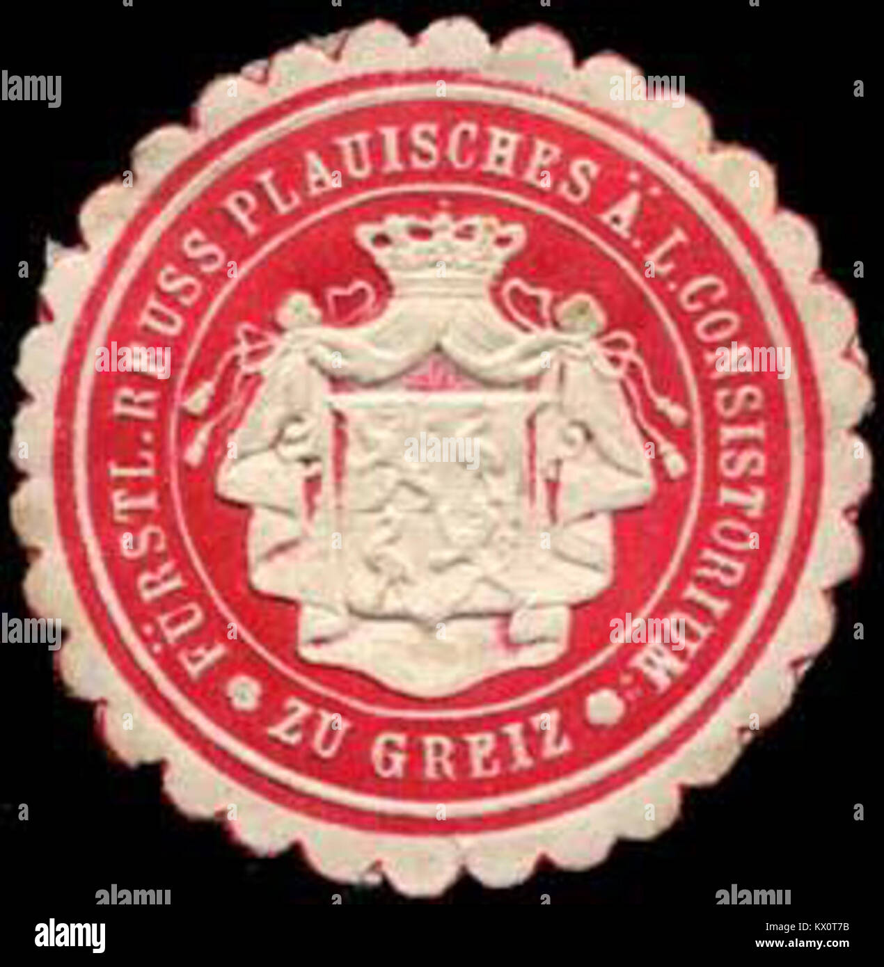 A historical seal from the principality of Reuss, specifically for the ...