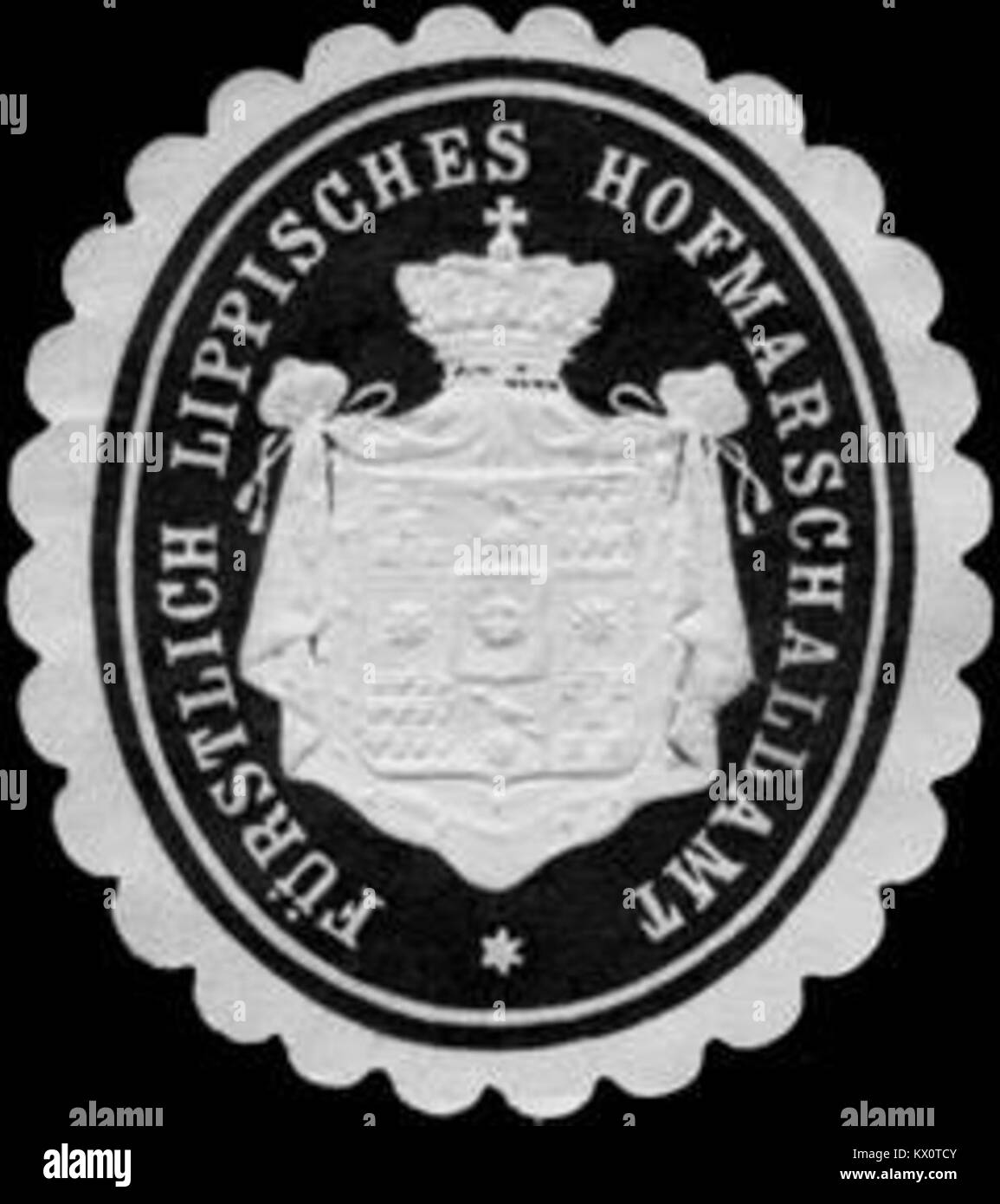 Official seal of the Prince of Lippe's court, used to mark documents ...
