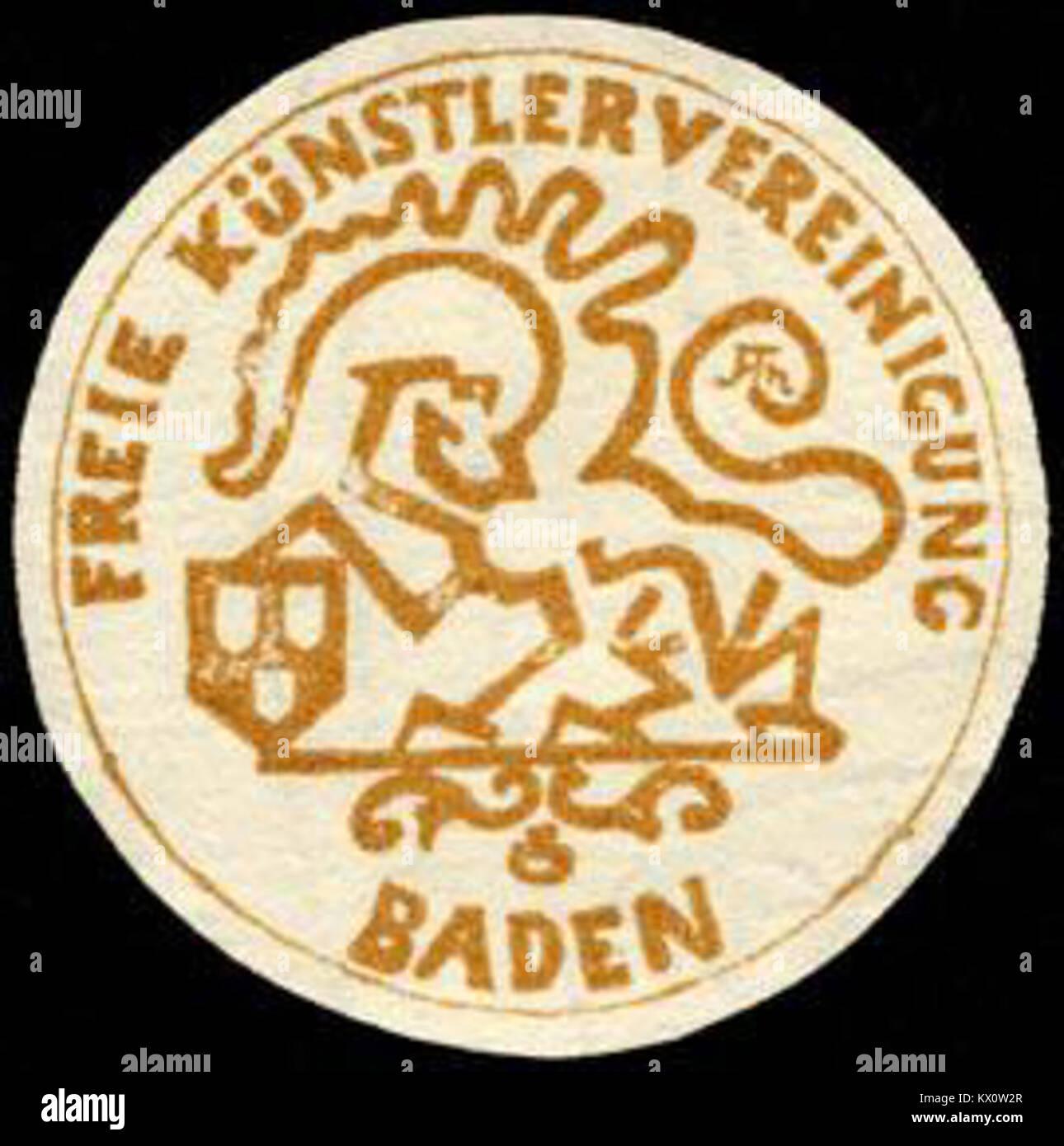 This image shows the seal of the Freie Künstlervereinigung Baden, a ...
