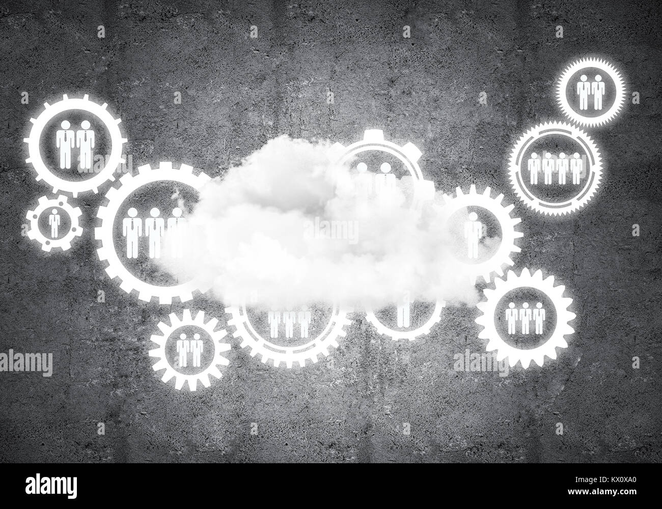 Background Image With Gears And Cloud Computing Connection Concept On