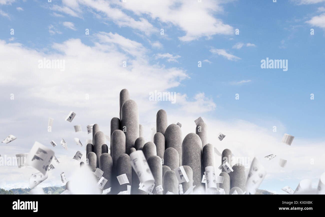 Image of high and huge stone columns located outdoors among flying ...