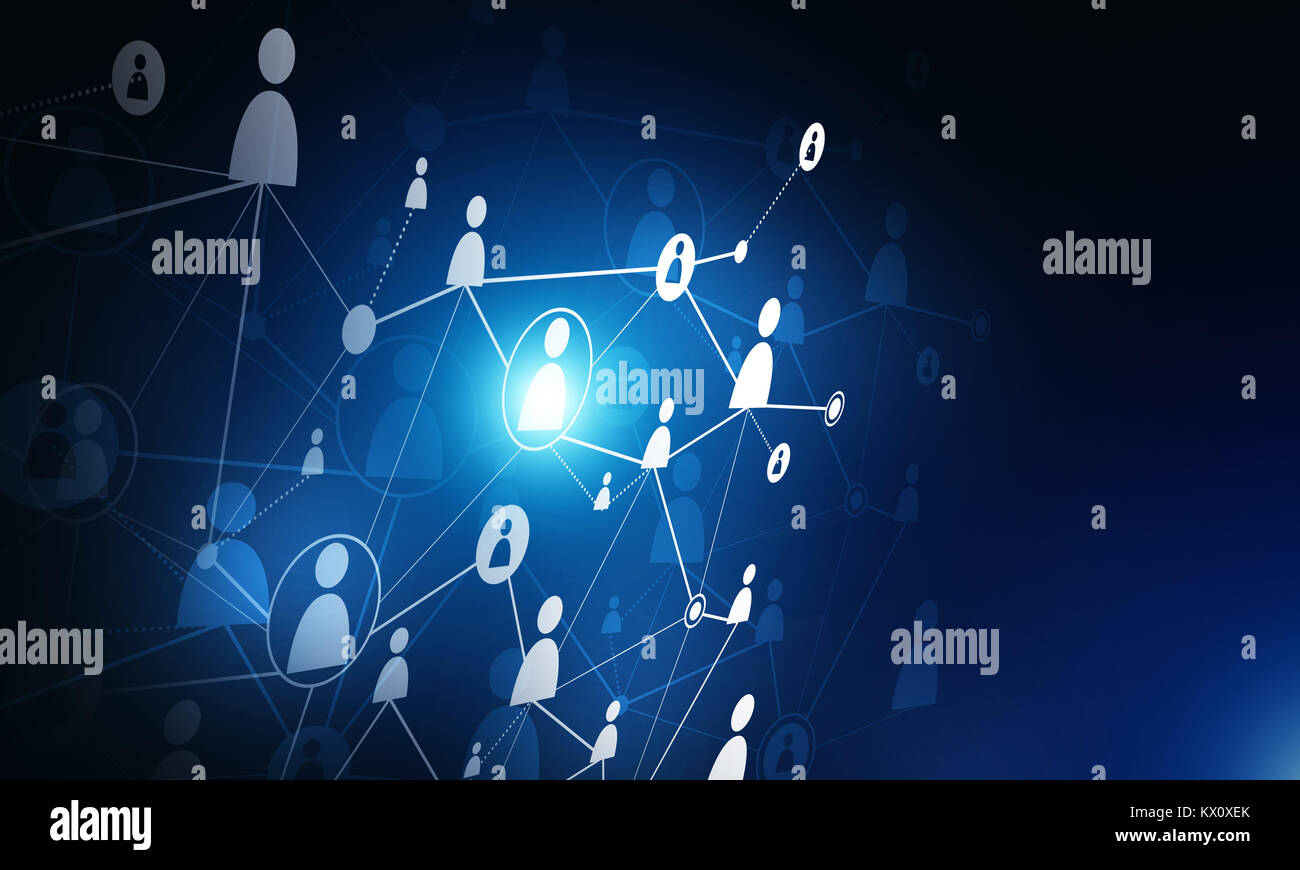 Background conceptual image with social connection lines on dark ...