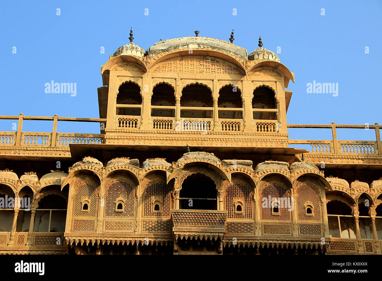 Top portion of facade of Haweli at Jaisalmer Fort in Jaisalmer ...