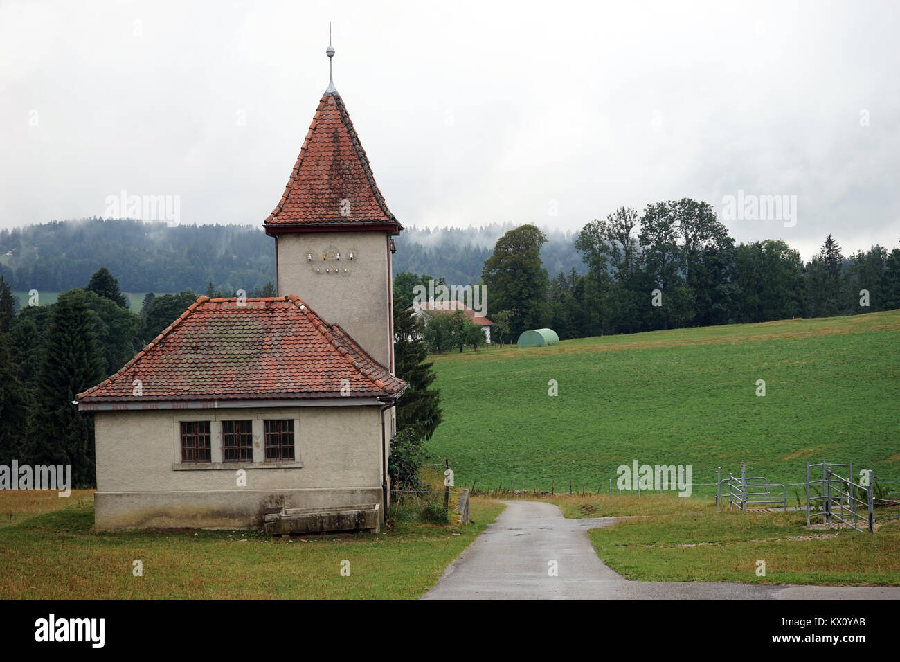 Small church with tile roof in Switzerland Stock Photo - Alamy