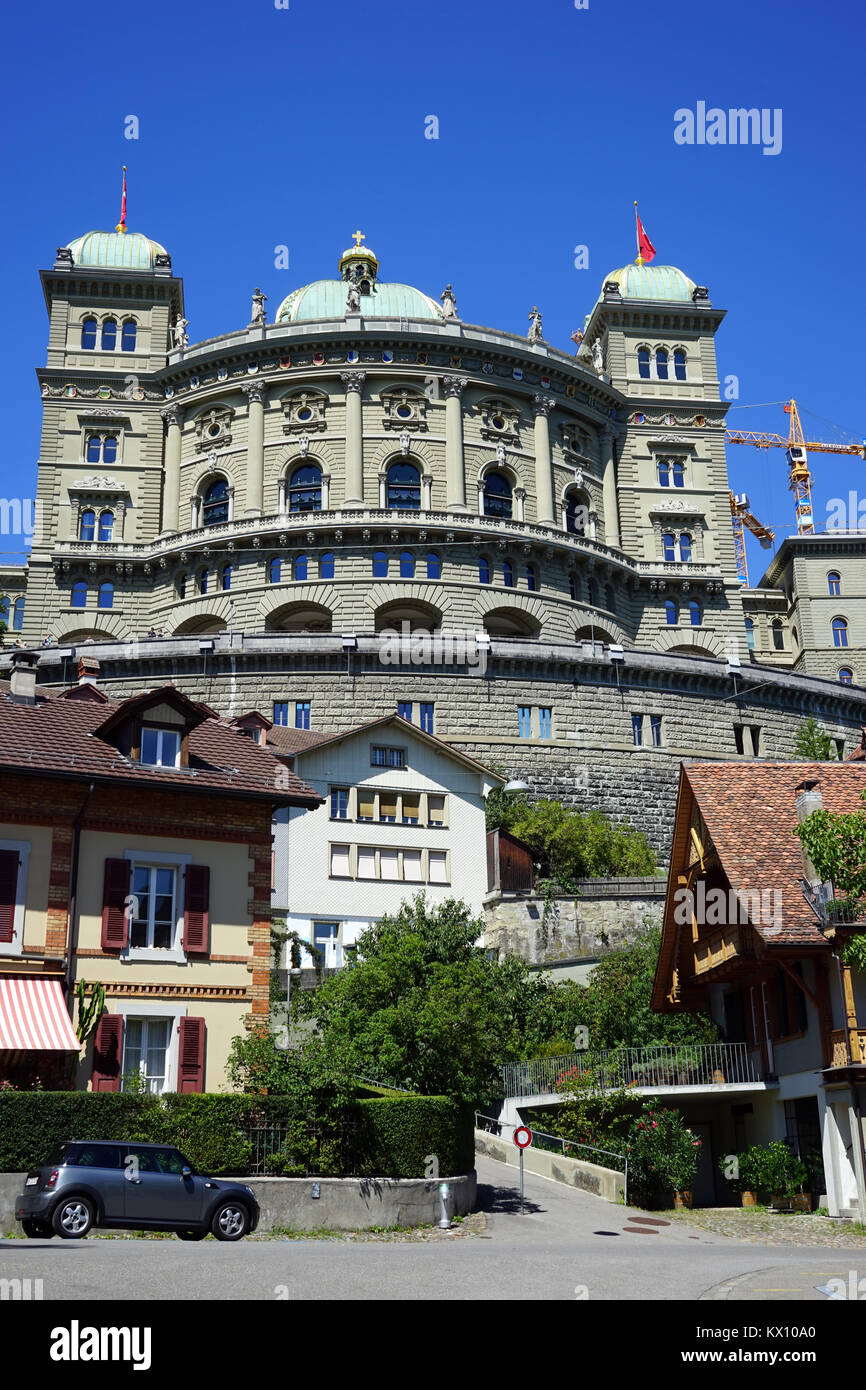 BERN, SWITZERLAND - CIRCA AUGUST 2015 Parliament building on the hill ...