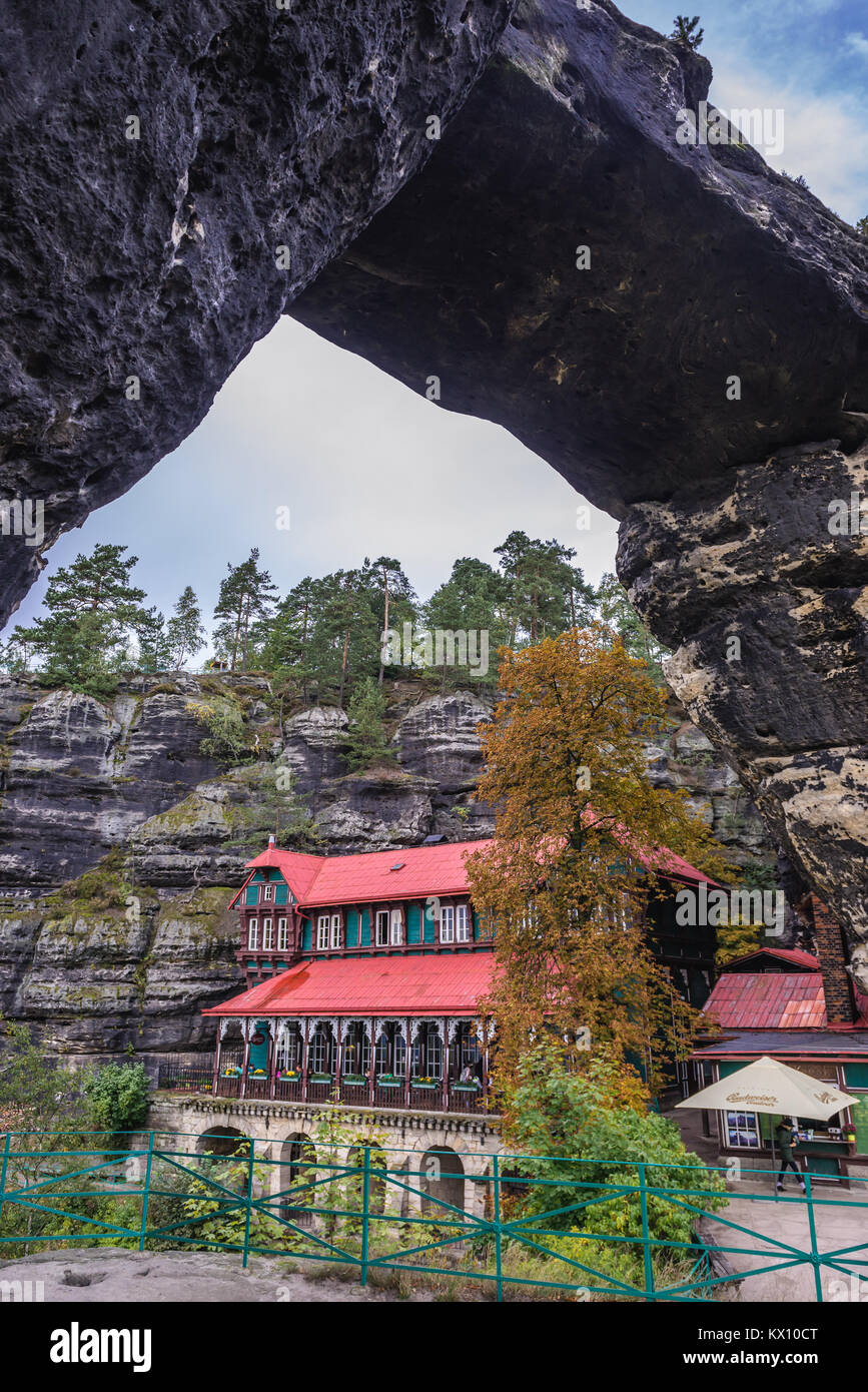 Largest natural sandstone arch in Europe called Pravcicka Brana in ...