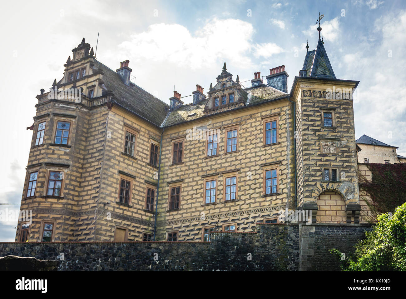Exterior of renaissance style castle in Frydlant town in the Liberec ...