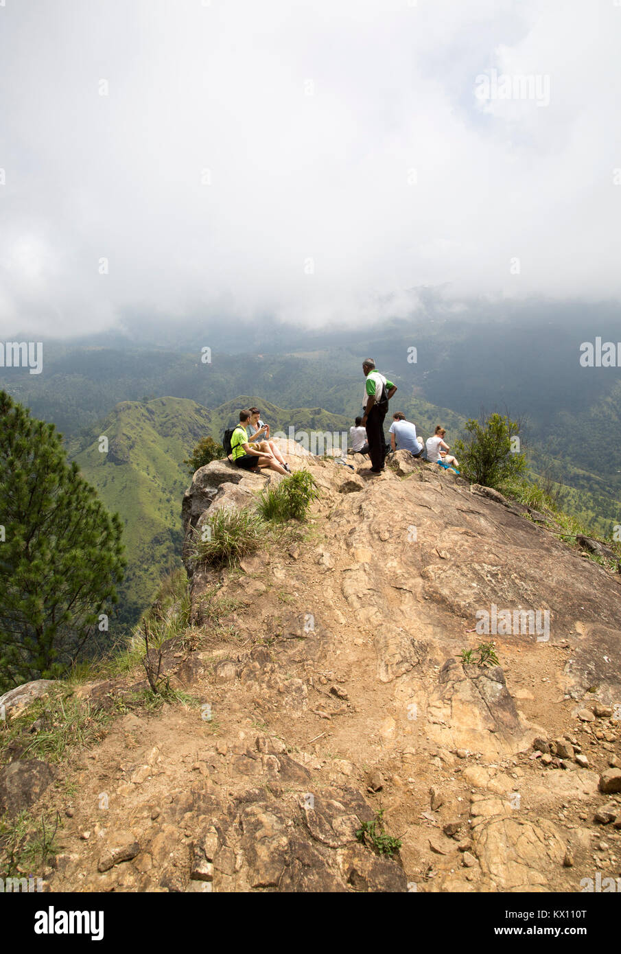 Walkers on the peak of Ella Rock mountain, Ella, Badulla District, Uva ...