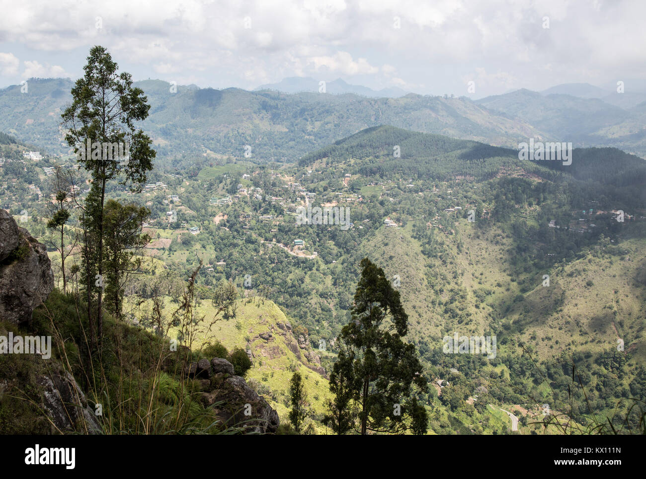 Countryside landscape view from Ella Rock mountain, Ella, Badulla ...