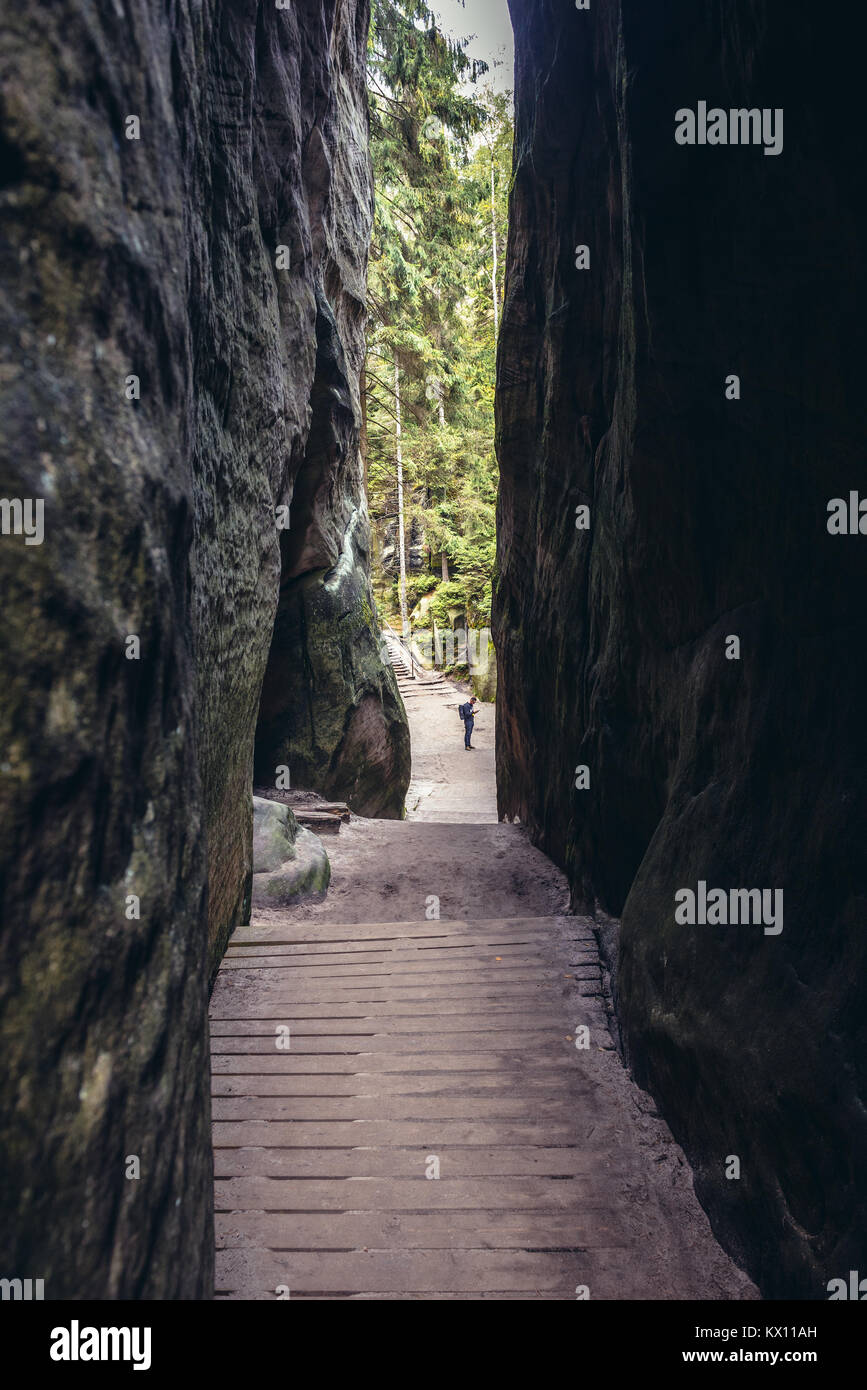 Narrow passage between rocks in National Nature Reserve Adrspach ...