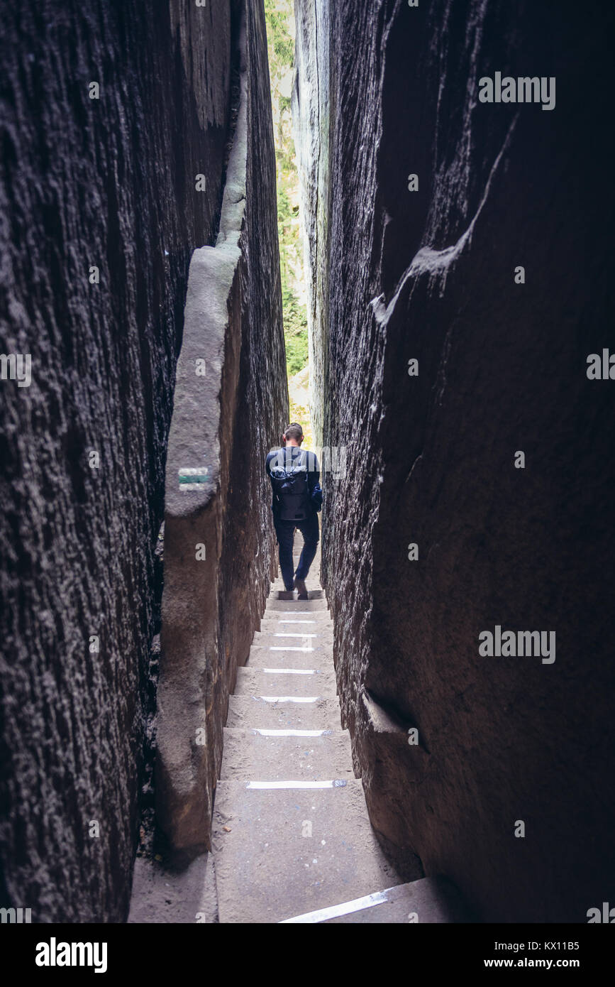 Narrow gap called Mouse Hole in National Nature Reserve Adrspach ...