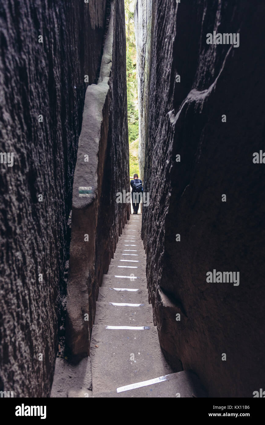 Narrow gap called Mouse Hole in National Nature Reserve Adrspach ...