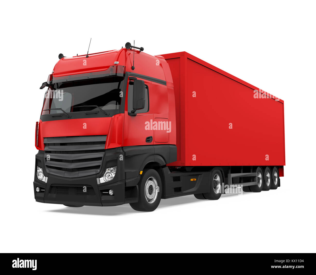 Red Container Truck Isolated Stock Photo - Alamy