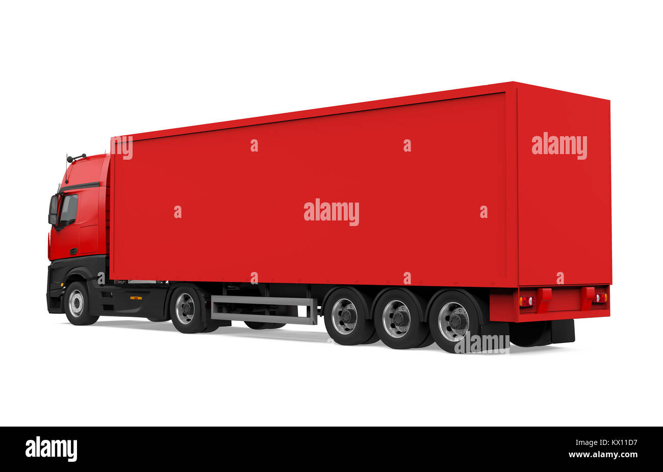 Red Container Truck Isolated Stock Photo - Alamy