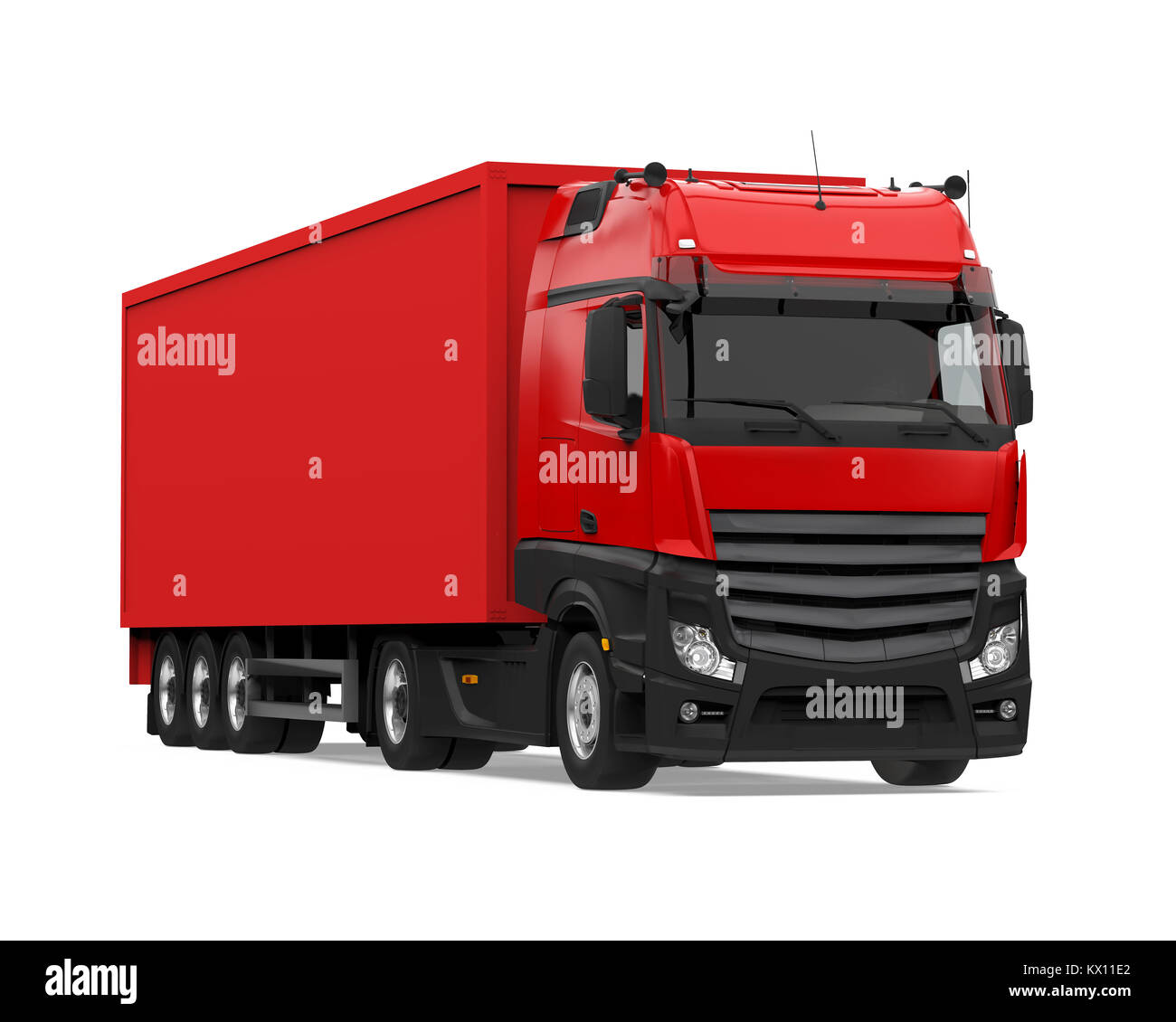 Red Container Truck Isolated Stock Photo - Alamy