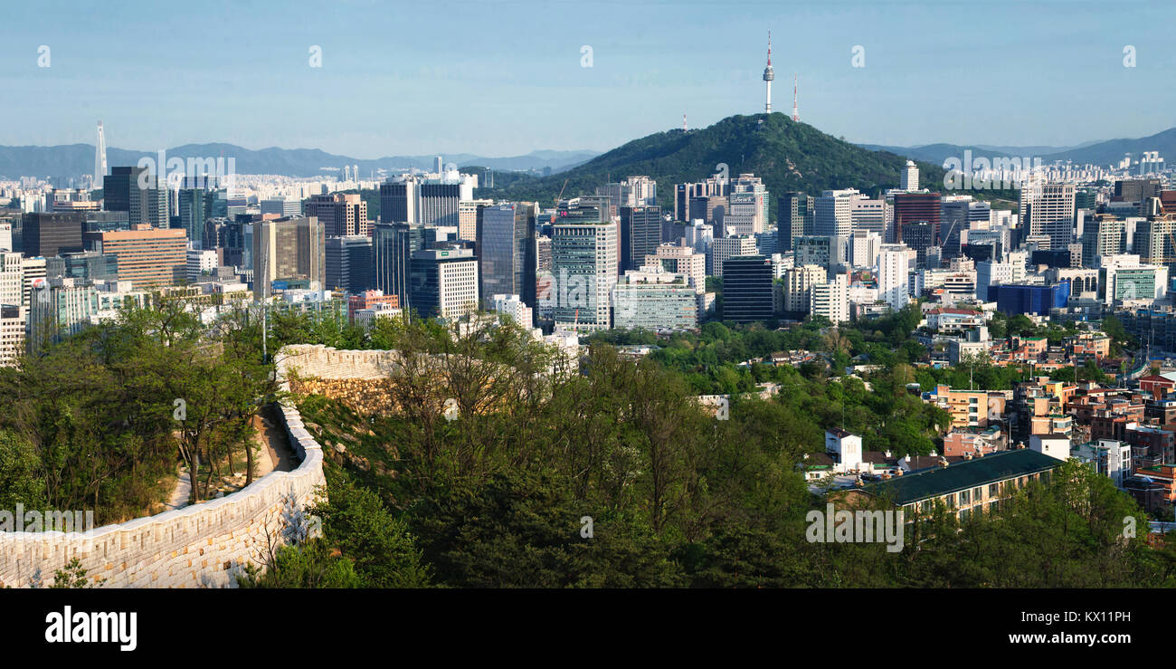 Seoul Panorama and Historic Fortress Wall Stock Photo - Alamy
