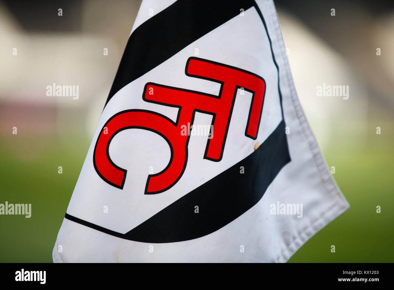 The Fulham crest is displayed on a corner flag at Craven Cottage, home ...