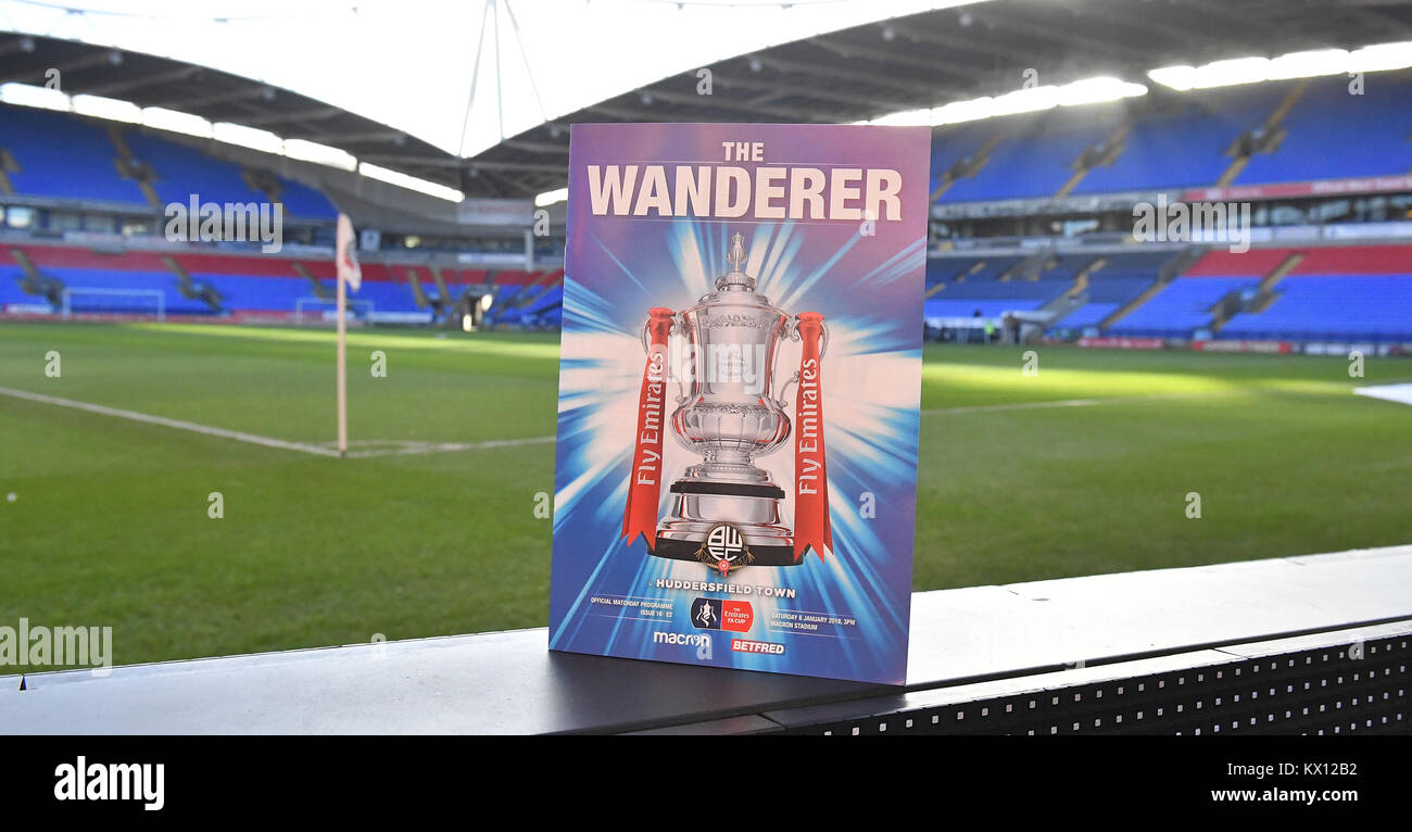 A general view a match programme at the Macron Stadium home of Bolton ...