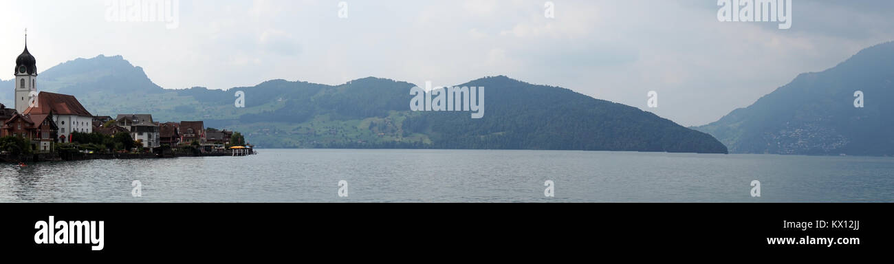 Beckenried and panorama of Lake Lucerne in Switzerland Stock Photo - Alamy