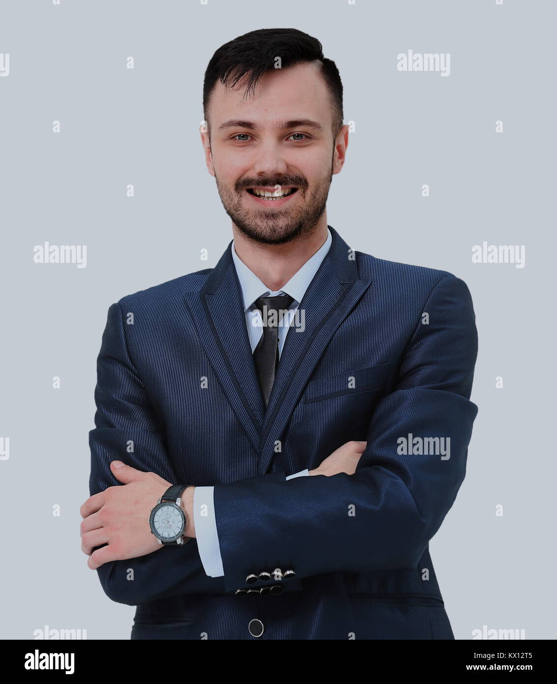 Smiling business man. Isolated over white background Stock Photo - Alamy
