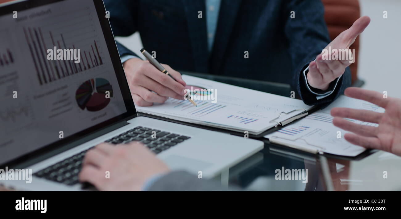 Image of two businessmen discussing computer project Stock Photo - Alamy